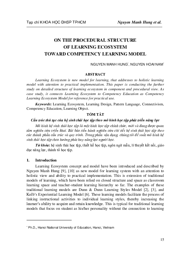 (PDF) On the Procedural Structure of Learning Ecosystem Toward Competency Learning Model