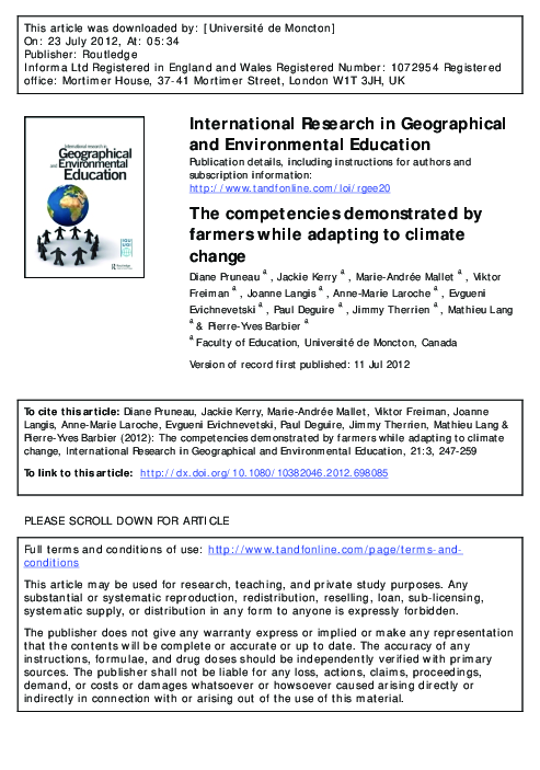 (PDF) The competencies demonstrated by farmers while adapting to ...