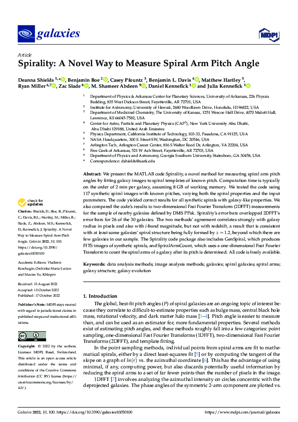 (PDF) Spirality: A Novel Way to Measure Spiral Arm Pitch Angle