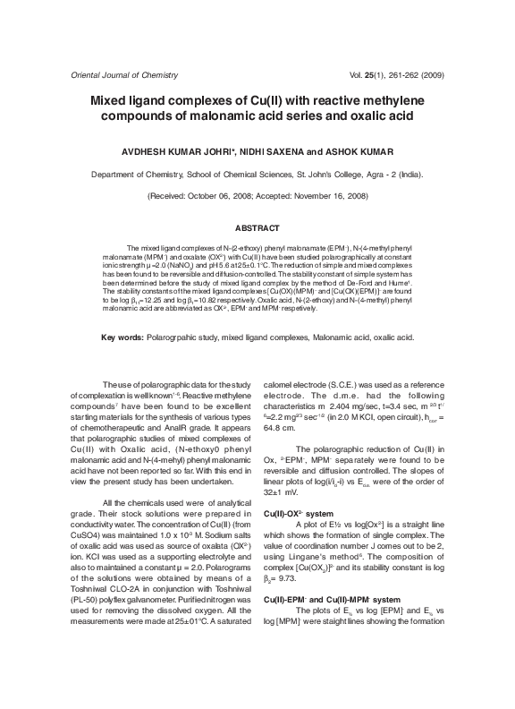(PDF) Mixed Ligand Complexes of Cu(II) with Reactive Methylene ...