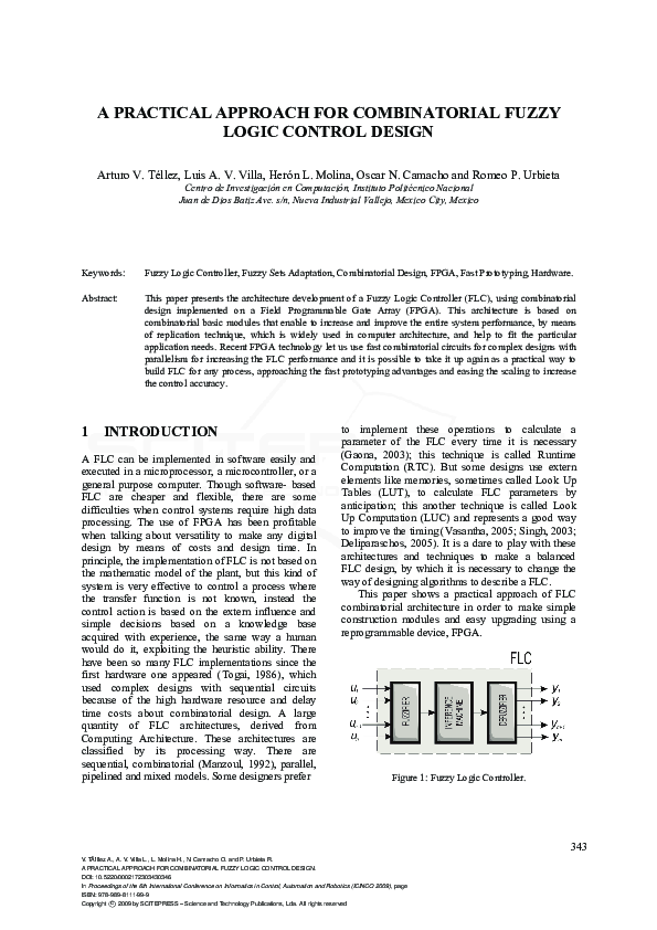 (PDF) A Practical Approach for Combinatorial Fuzzy Logic Control Design | Romeo Urbieta ...