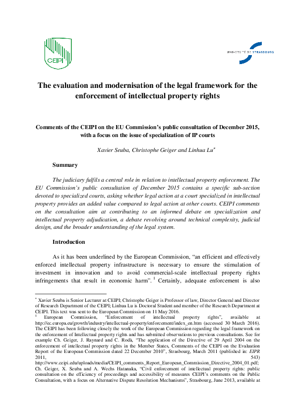 (PDF) The Evaluation and Modernisation of the Legal Framework for the ...