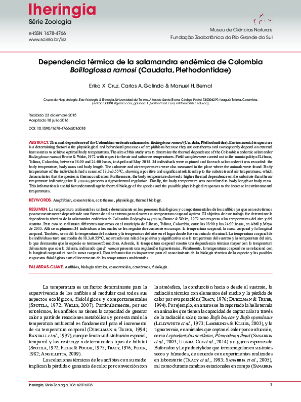 (PDF) Dependencia térmica de la salamandra endémica de Colombia ...