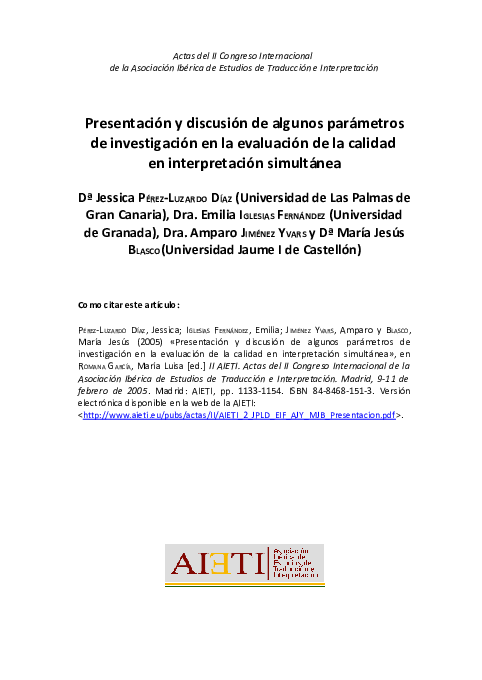 (PDF) Presentación y discusión de algunos parámetros de investigación ...