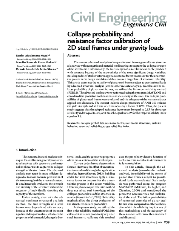 (PDF) Collapse probability and resistance factor calibration of 2D ...