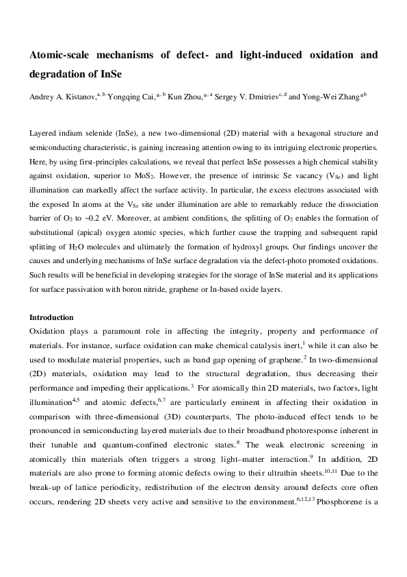 (PDF) Atomic-scale mechanisms of defect- and light-induced oxidation and degradation of InSe ...