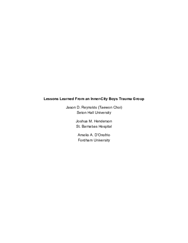 (PDF) Lessons learned from an inner-city boys trauma group