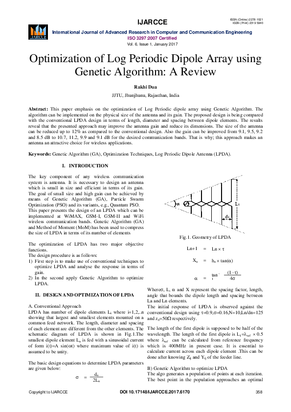 Pdf Optimization Of Log Periodic Dipole Array Using Genetic Algorithm