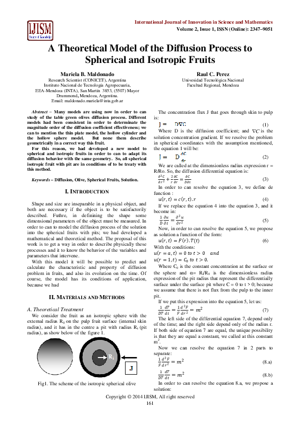 (PDF) A theoretical model of the diffusion process to spherical and ...