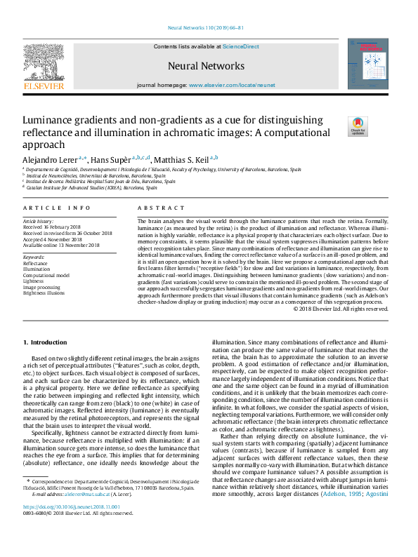 (PDF) Luminance gradients and non-gradients as a cue for distinguishing reflectance and ...