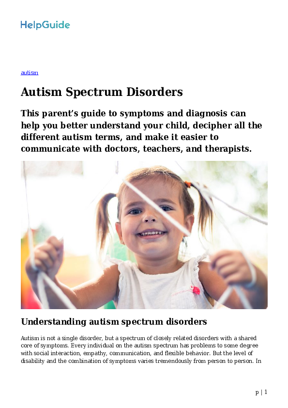 (PDF) Autism Spectrum Disorders