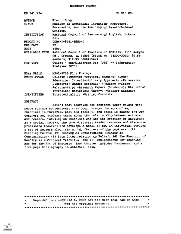 (PDF) Reading As Rhetorical Invention: Knowledge, Persuasion, and the ...