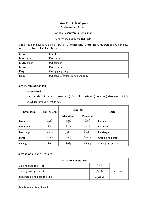(PDF) Isim Fail ‫الفاعل)‬ ‫(اسم