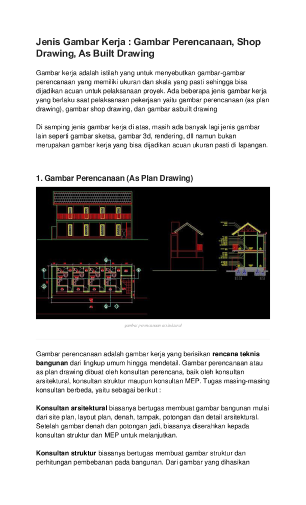 (PDF) Jenis Gambar Kerja : Gambar Perencanaan, Shop Drawing, As Built ...