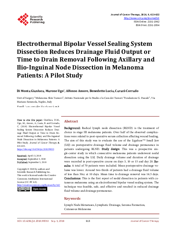 (PDF) Electrothermal Bipolar Vessel Sealing System vs. Harmonic Scalpel ...