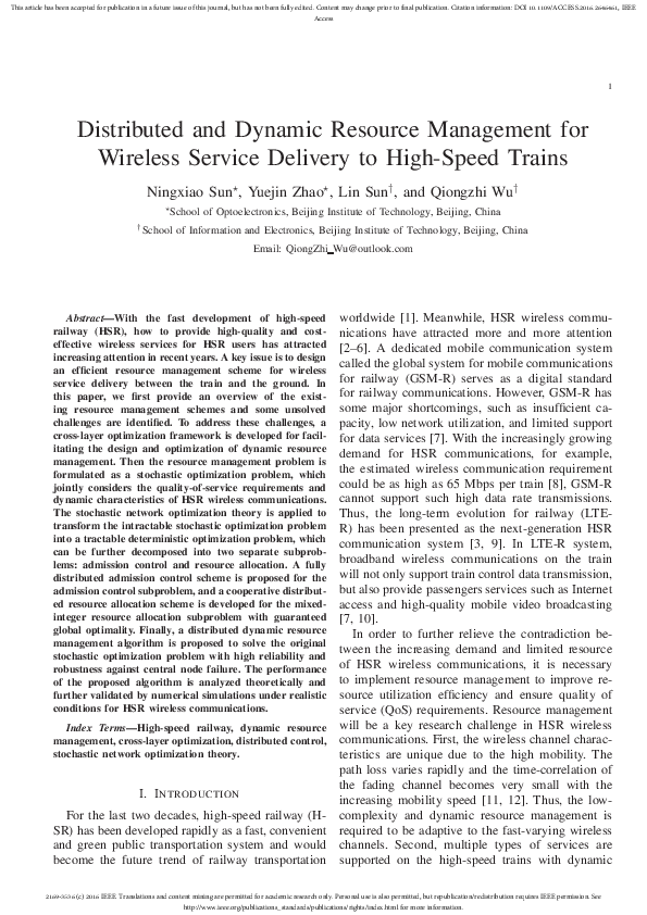 (PDF) Distributed and dynamic resource management for self-optimizing ...