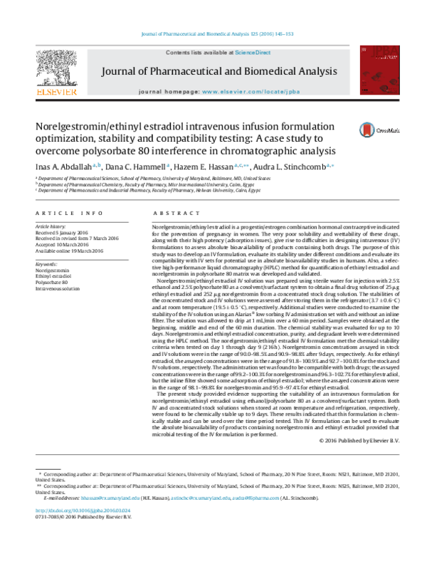 (PDF) Norelgestromin/ethinyl estradiol intravenous infusion formulation ...
