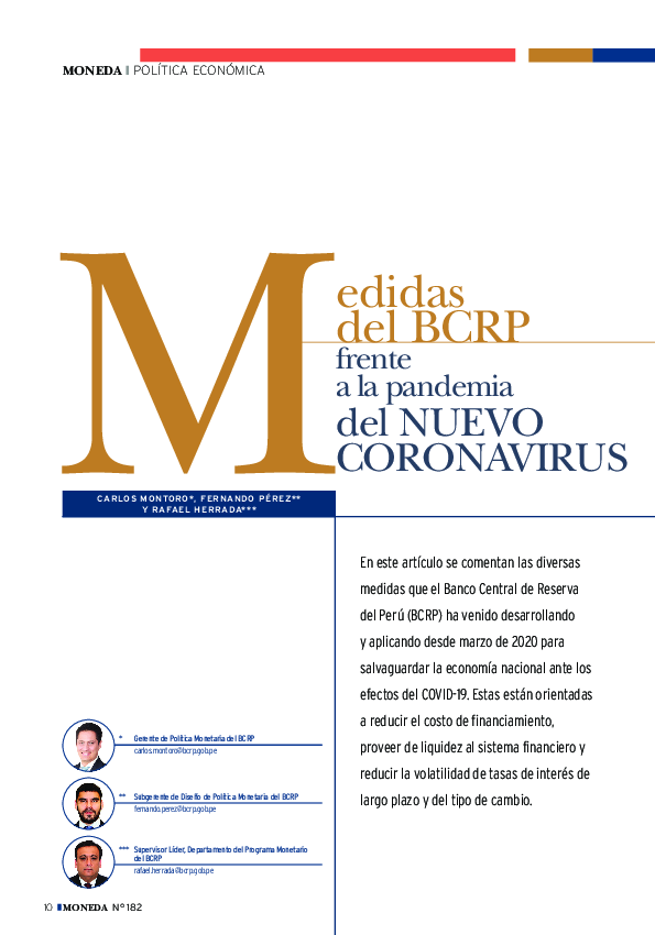 (PDF) Medidas del BCRP frente a la pandemia del nuevo coronavirus