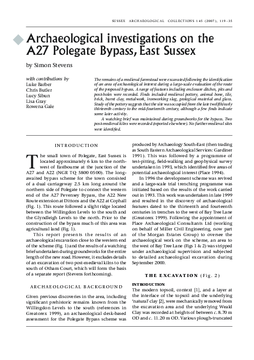 (PDF) Archaeological investigations on the A27 Polegate Bypass, East