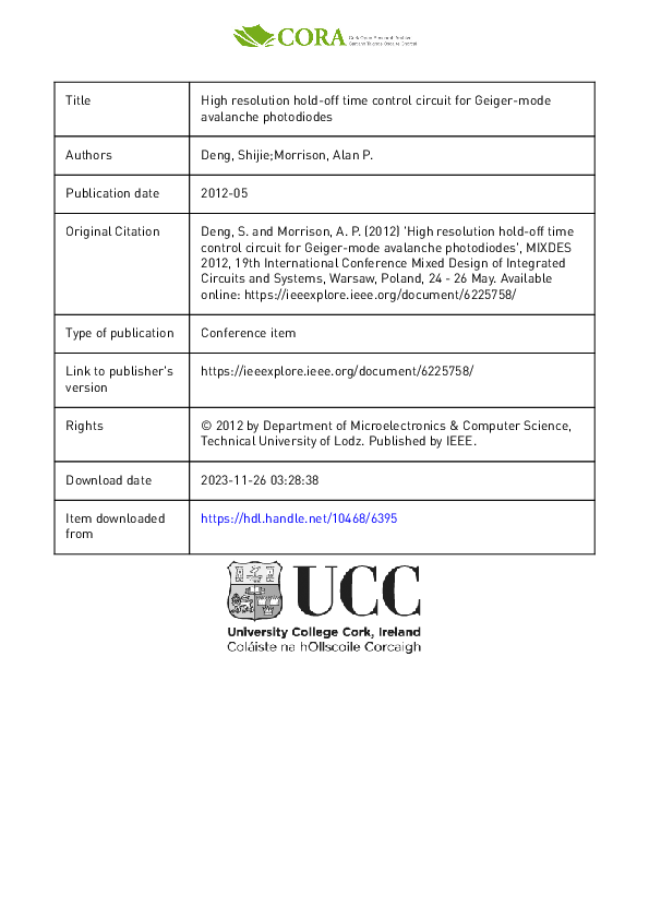 (PDF) High-resolution hold-off time control circuit for geiger-mode ...