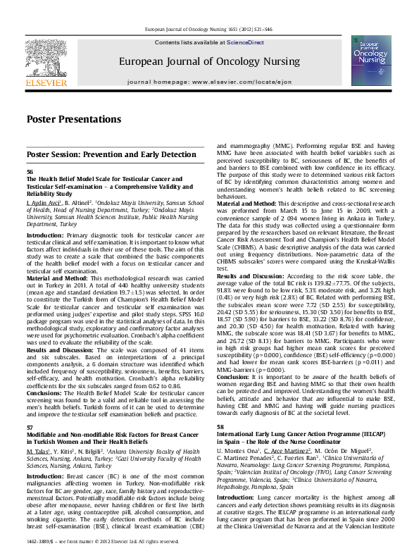 (PDF) 56 The Health Belief Model Scale for Testicular Cancer and ...