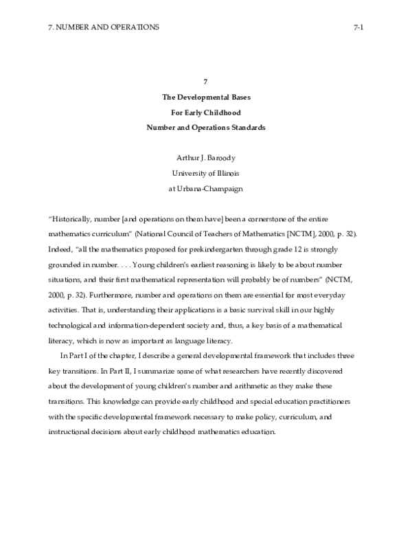 (DOC) The Development of Young Children’s Early Number and Operation ...