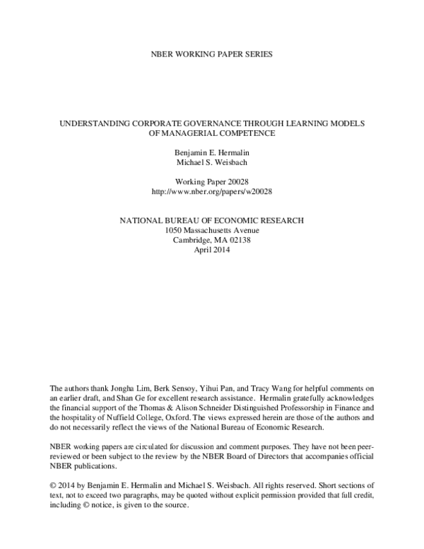 (PDF) Understanding Corporate Governance Through Learning Models of ...