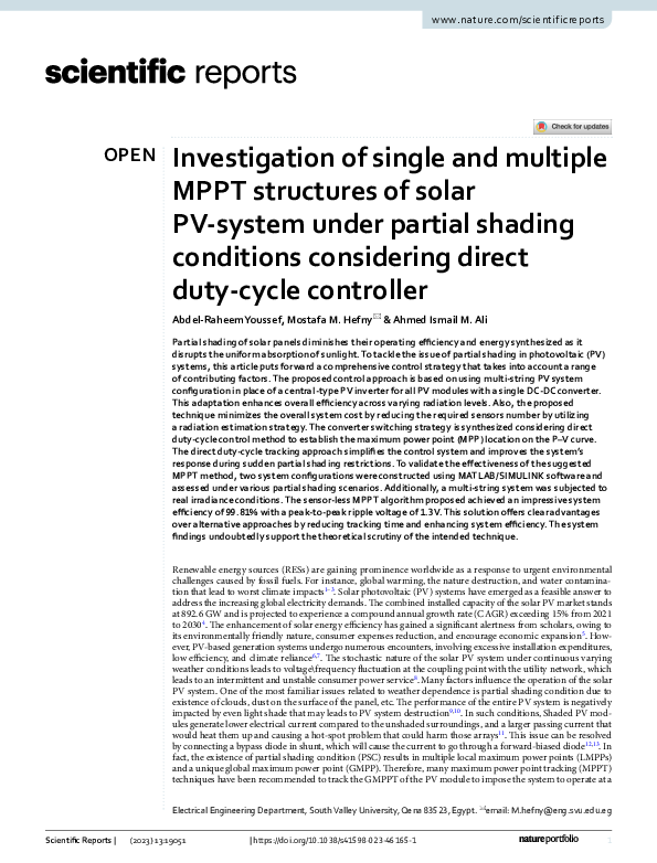 (PDF) Investigation of single and multiple MPPT structures of solar PV ...