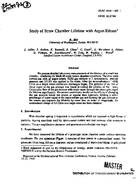 (PDF) Study of straw chamber lifetime with argon ethane
