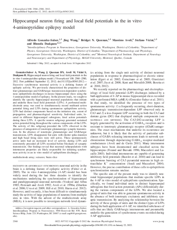 (PDF) Hippocampal neuron firing and local field potentials in the in ...
