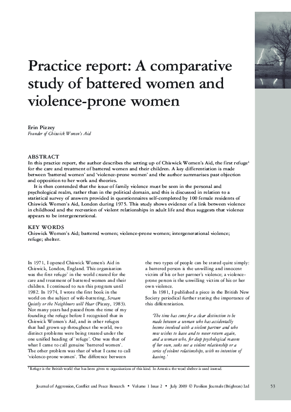 (PDF) Practice report: A comparative study of battered women and ...