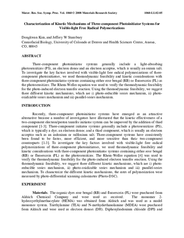 (PDF) Characterization of Kinetic Mechanisms of Three-component ...