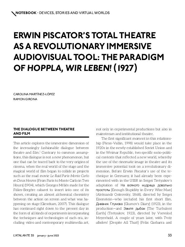 (PDF) Erwin Piscator's Total Theatre as a Revolutionary Immersive ...