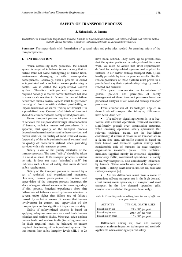 (PDF) Safety of Transport Process