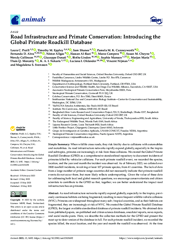 (PDF) Road Infrastructure and Primate Conservation: Introducing the ...