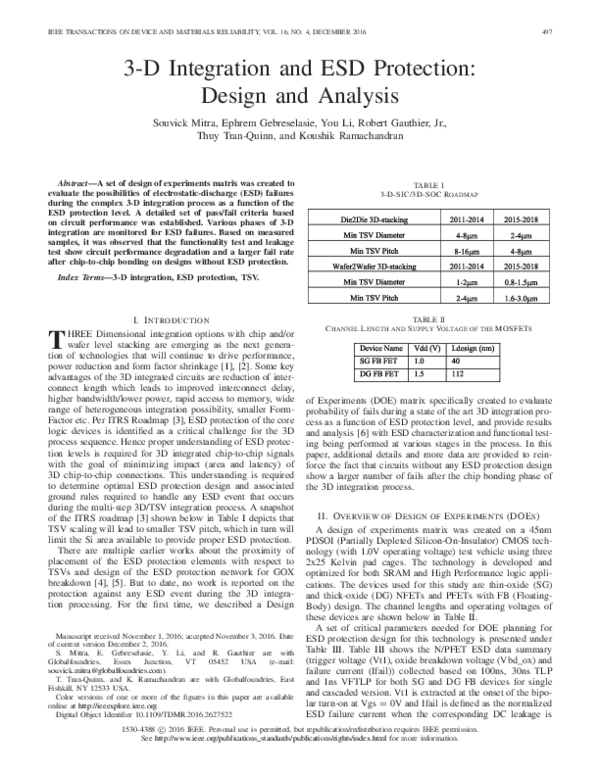 (PDF) 3D Integration and ESD Protection Analysis