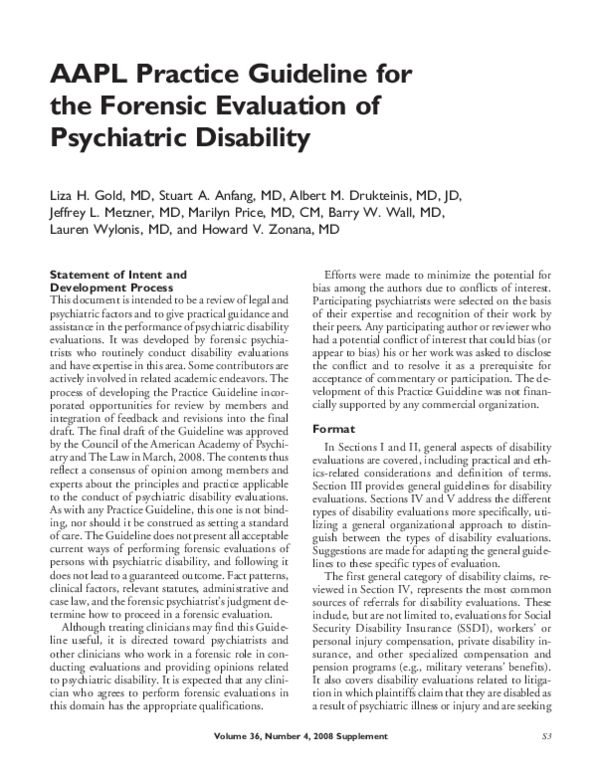 (PDF) AAPL Practice Guideline for the Forensic Evaluation of ...
