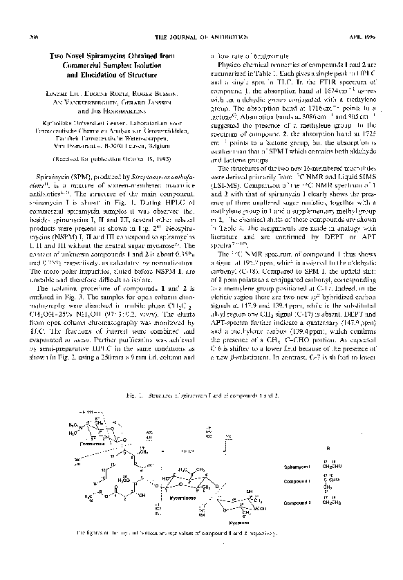 (PDF) Two Novel Spiramycins Obtained from Commercial Samples: Isolation ...