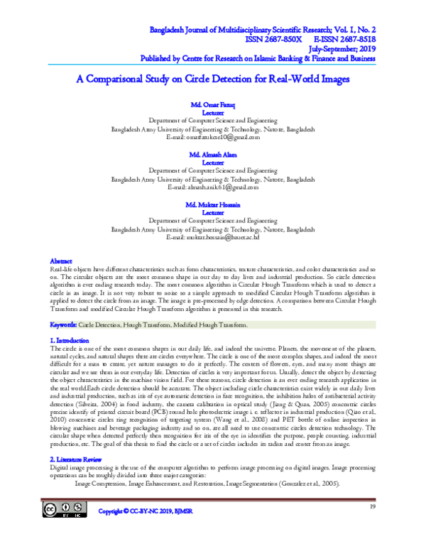 (PDF) A Comparisonal Study on Circle Detection for Real-World Images | OMAR FARUQ - Academia.edu