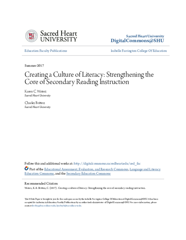 (PDF) Creating a Culture of Literacy: Strengthening the Core of ...
