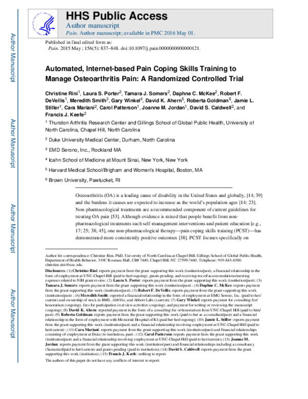 (PDF) Automated Internet-based pain coping skills training to manage ...