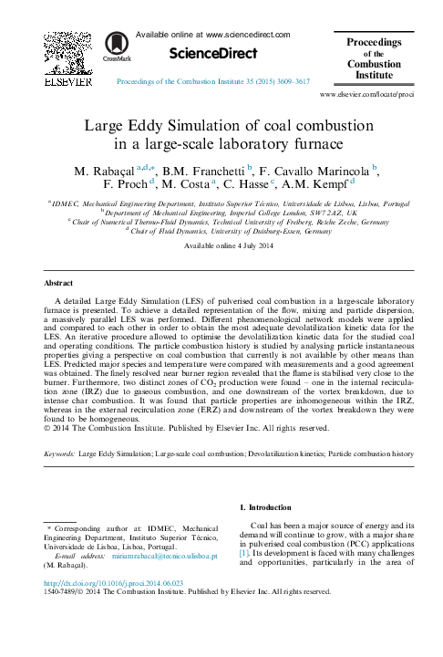 (PDF) Large Eddy Simulation of coal combustion in a large-scale laboratory furnace | Mário Costa ...
