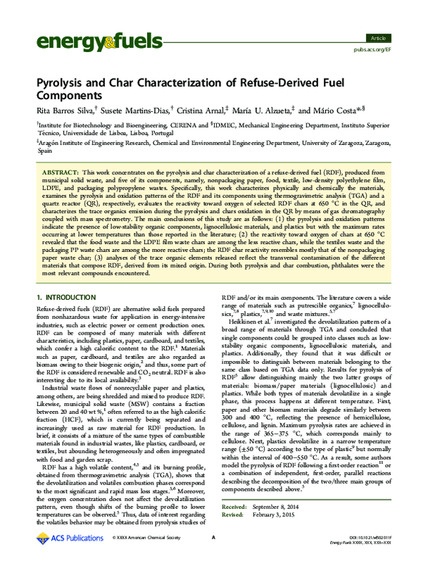 (PDF) Pyrolysis and Char Characterization of Refuse-Derived Fuel Components