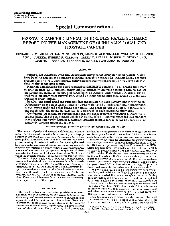 (PDF) Prostate Cancer Clinical Guidelines Panel Summary Report on the ...