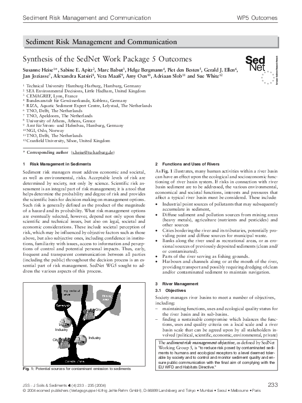 (PDF) Sediment Risk Management and Communication WP 5 Outcomes