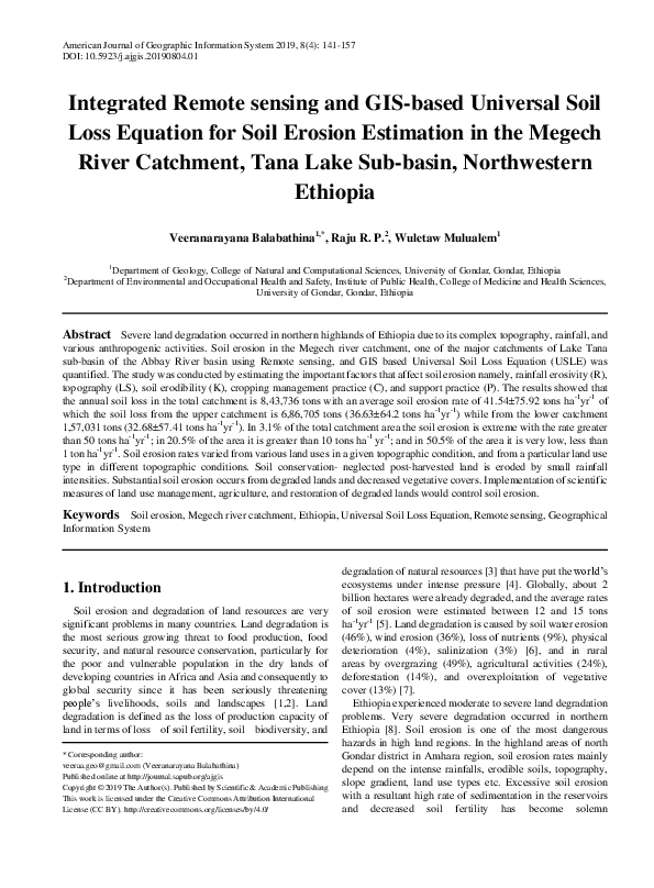 (PDF) Prediction of soil erosion in a Lake Victoria basin catchment ...