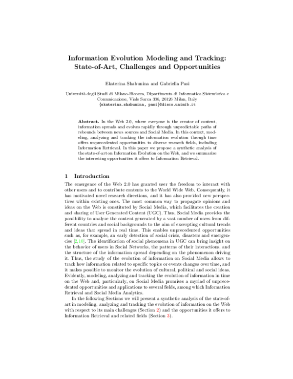 (PDF) Information Evolution Modeling and Tracking: State-of-Art ...