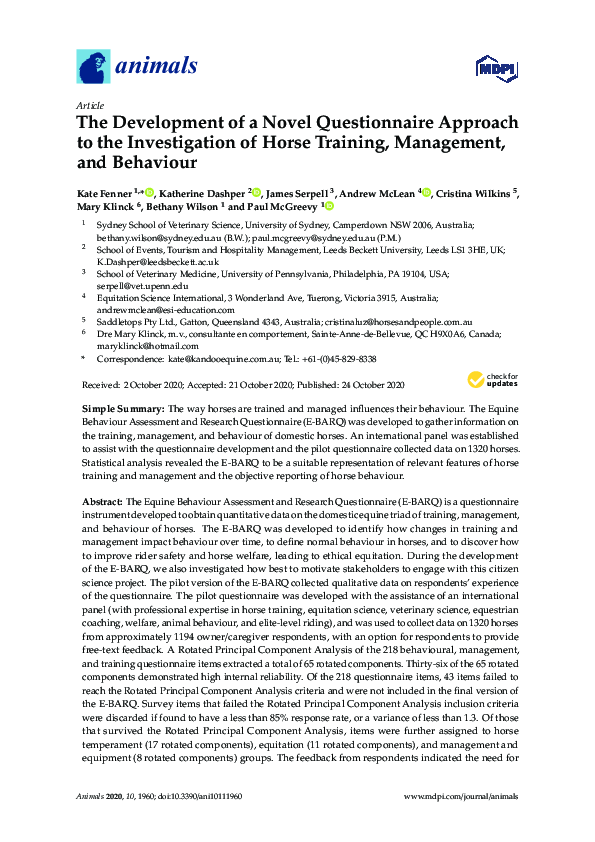 (PDF) The Development of a Novel Questionnaire Approach to the ...