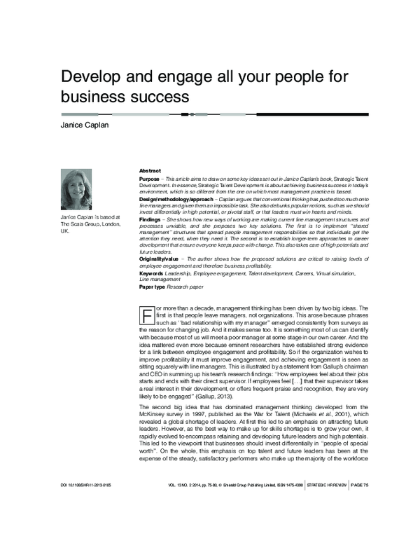 (PDF) Develop and engage all your people for business success