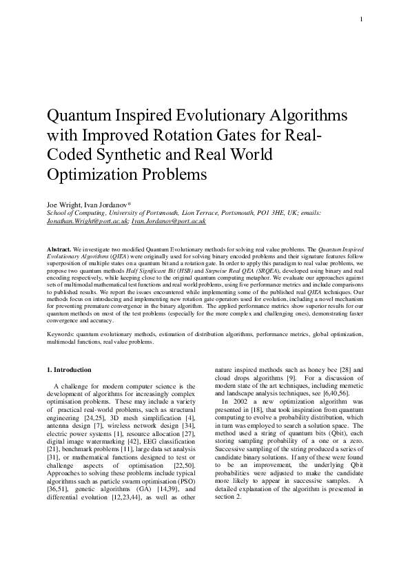 (PDF) Quantum inspired evolutionary algorithms with improved rotation ...